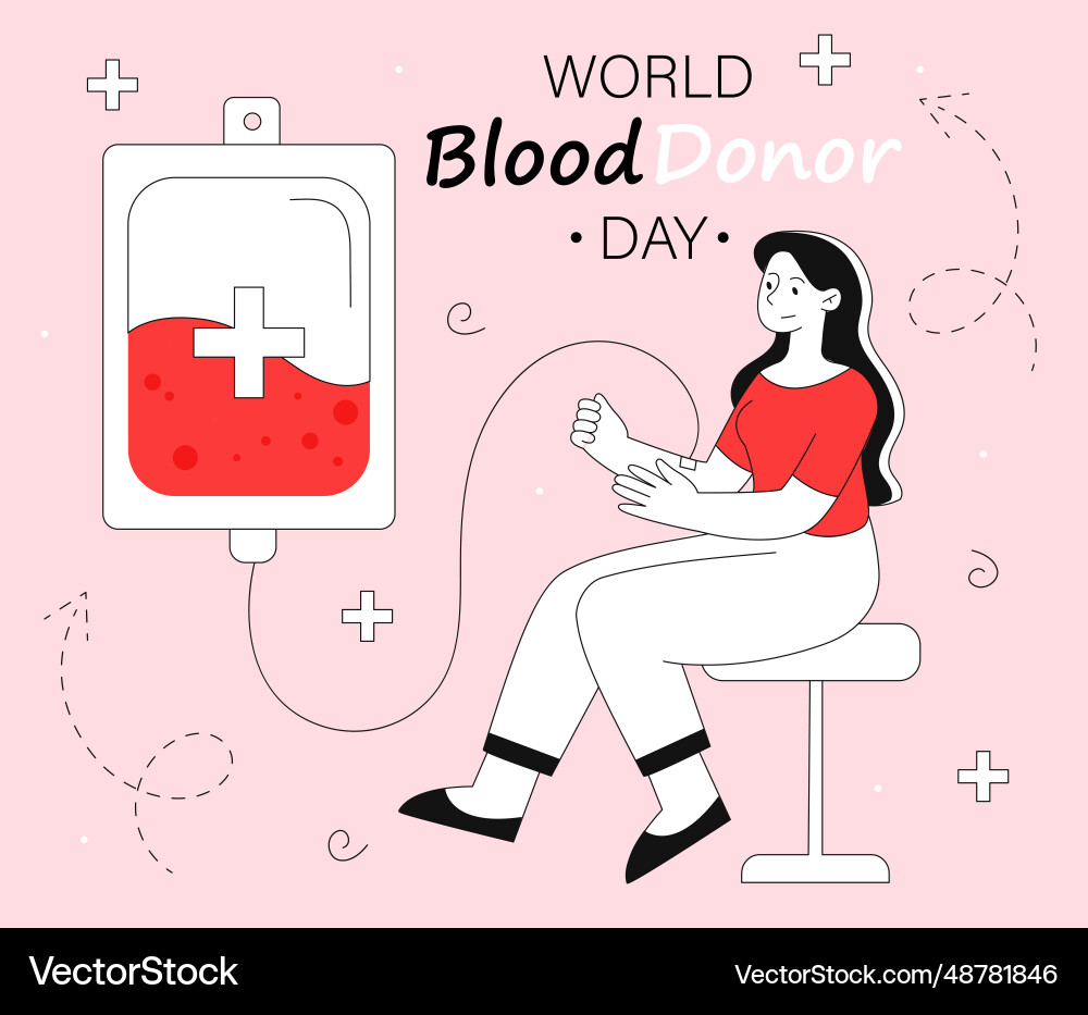 World blood donor day line concept Royalty Free Vector Image