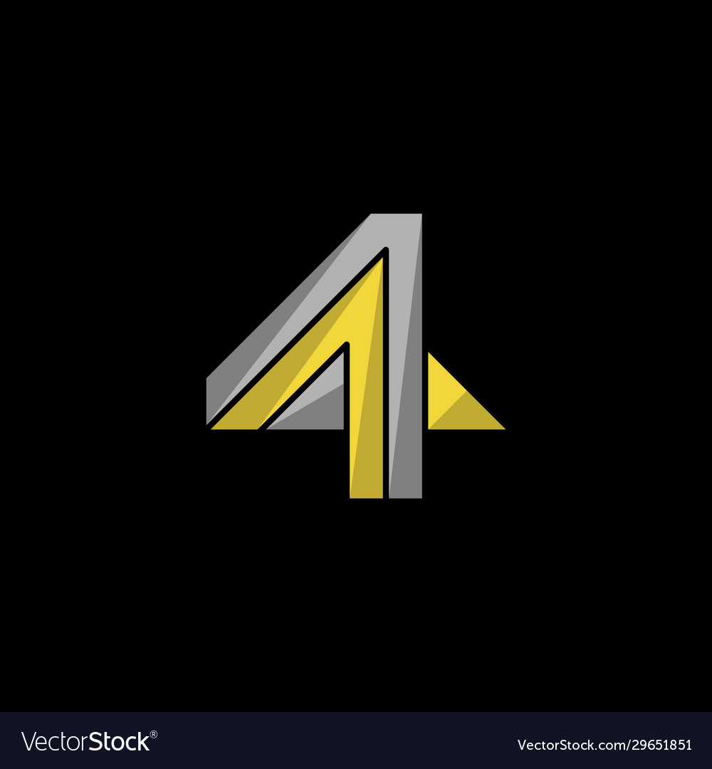 4 or four numeric typography modern abstract logo Vector Image