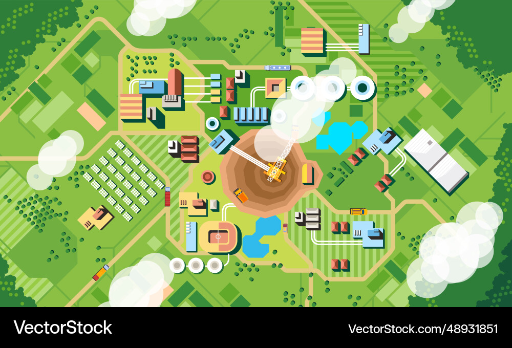 Aerial mining industry view concept form above Vector Image