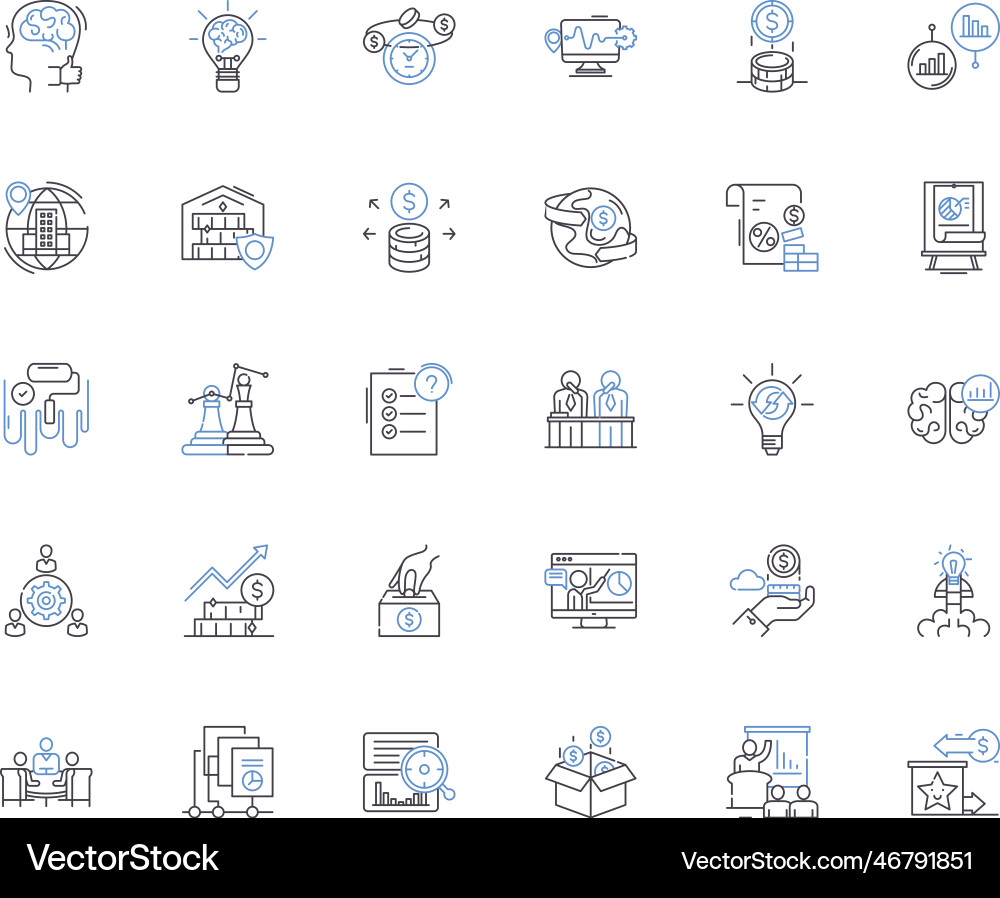 Aims line icons collection goals objectives Vector Image