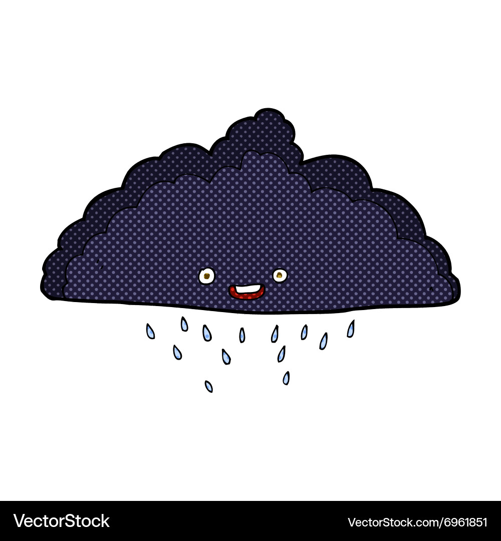 Comic cartoon rain cloud Royalty Free Vector Image