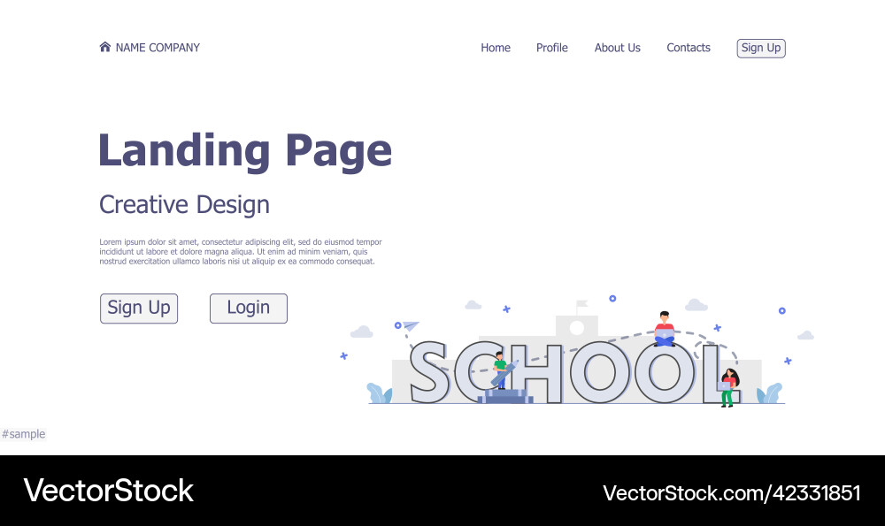 Concept design online school landing page Vector Image