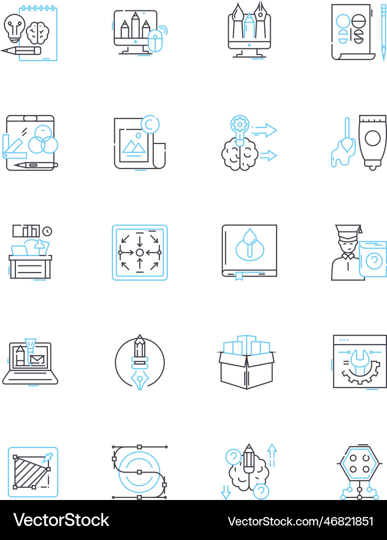 Conceptual art linear icons set philosophy Vector Image
