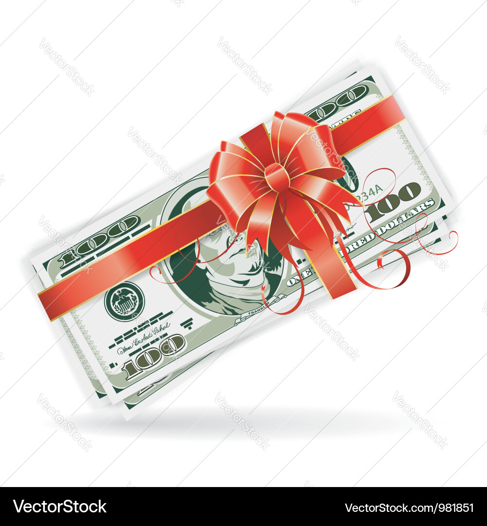 Dollar bills with ribbon and bow Royalty Free Vector Image