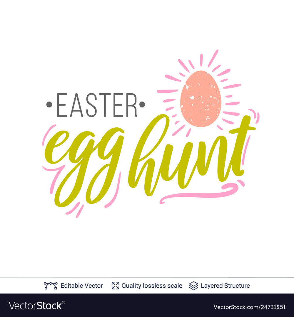 Easter egg hunt greeting text composition Vector Image