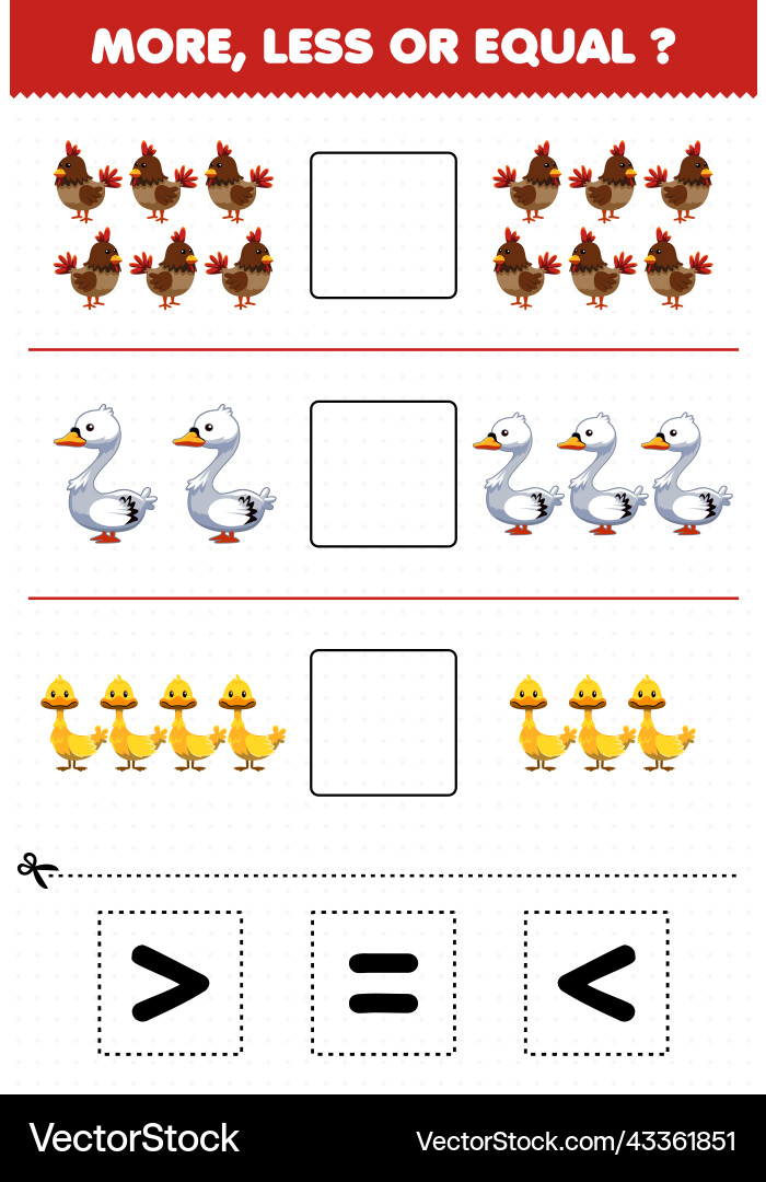 Education game for children more less or equal Vector Image