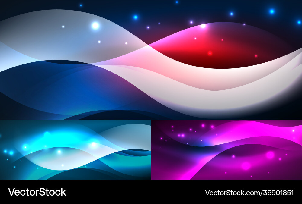 Flowing neon blue color waves abstract backgrounds