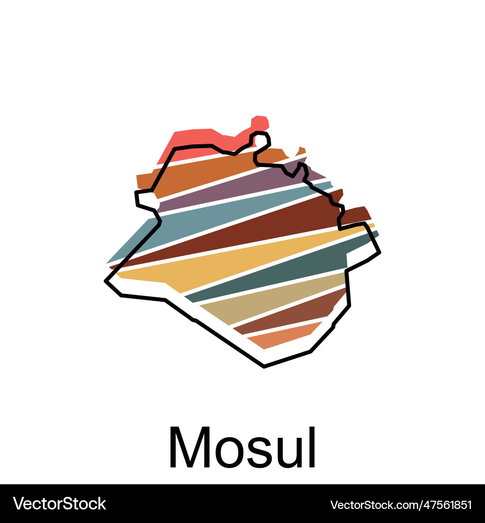 Fully editable detailed map of mosul map Vector Image