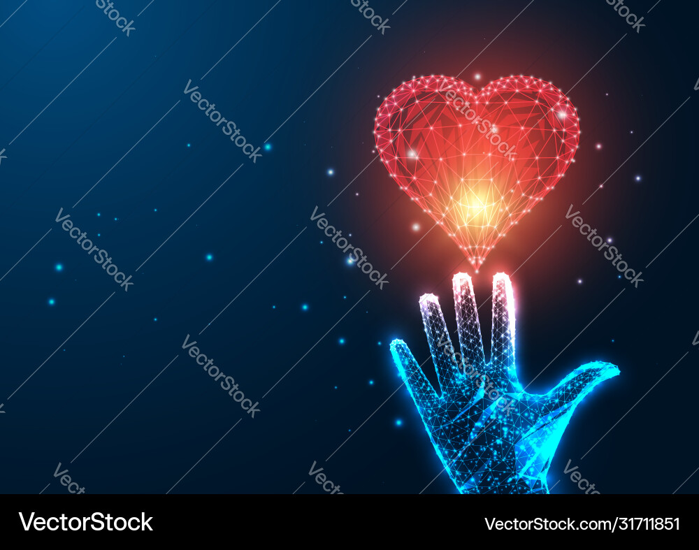 Futuristic love concept with glowing low polygonal