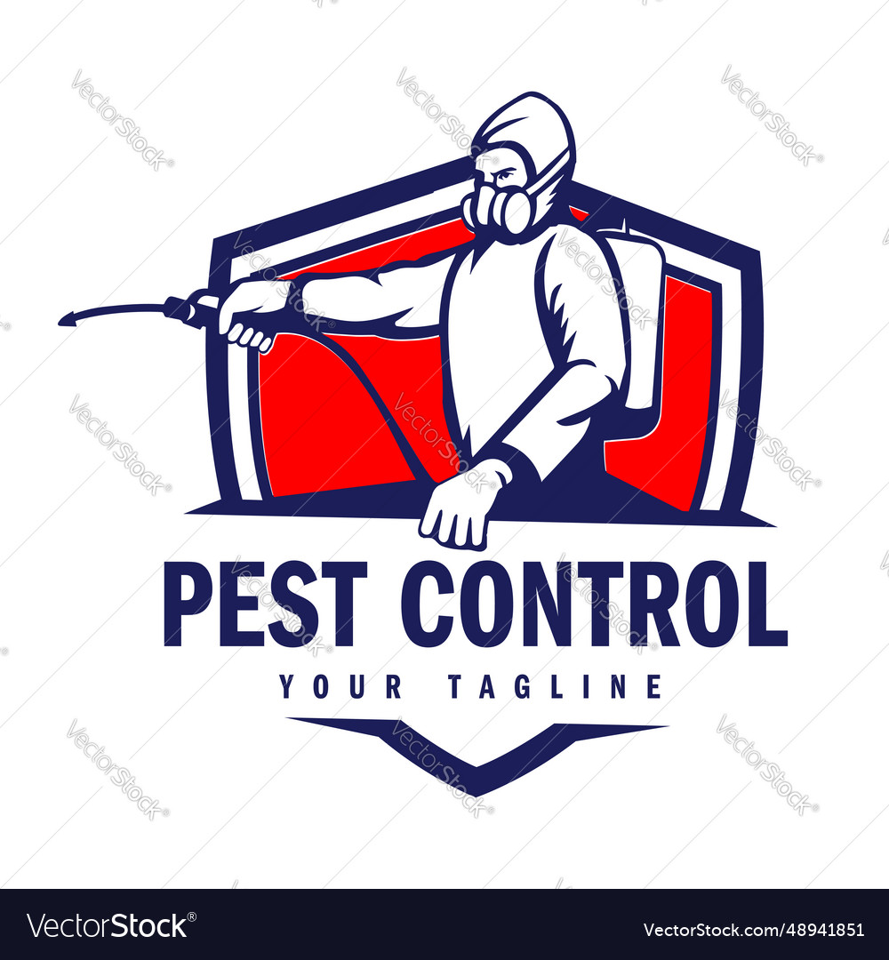 Hand-drawn pest control logo design Royalty Free Vector