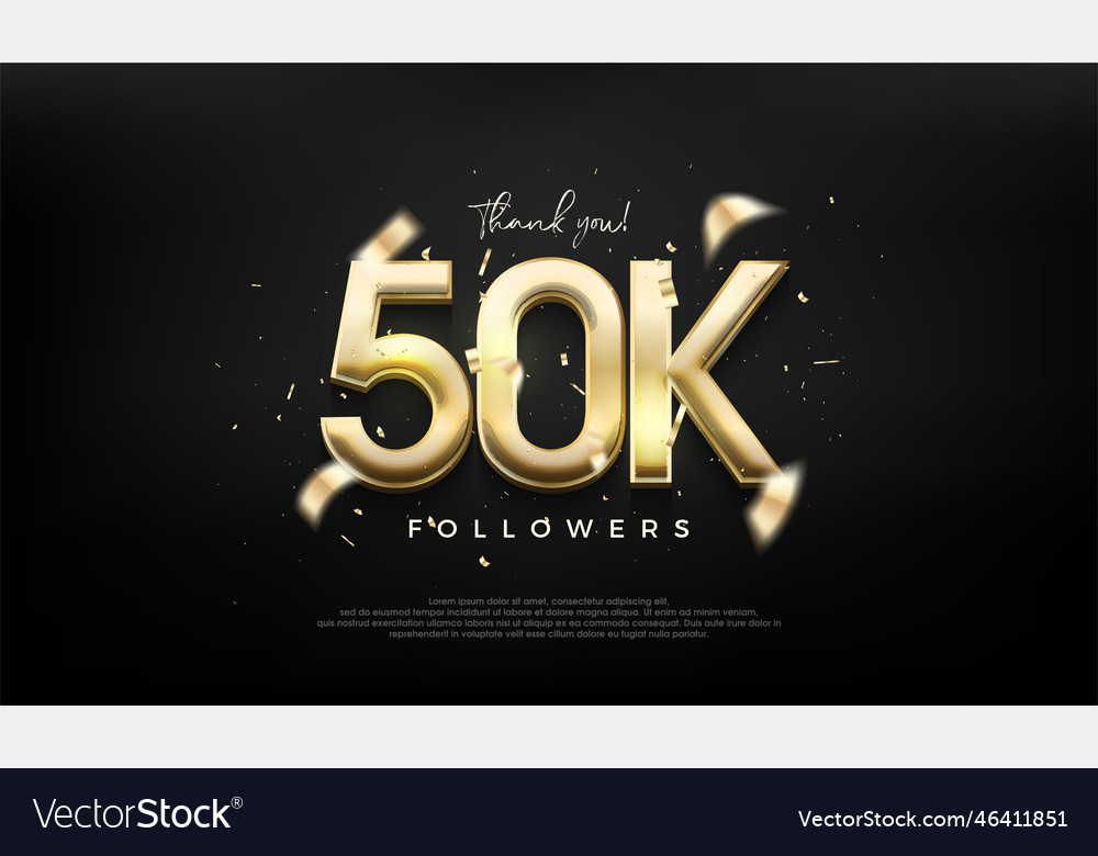 Luxurious design for a thank you 50k followers Vector Image
