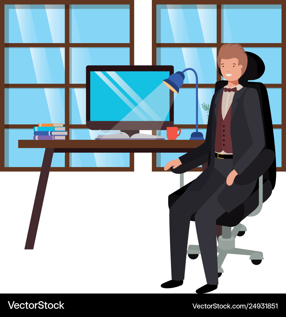 Man working in office avatar character Royalty Free Vector