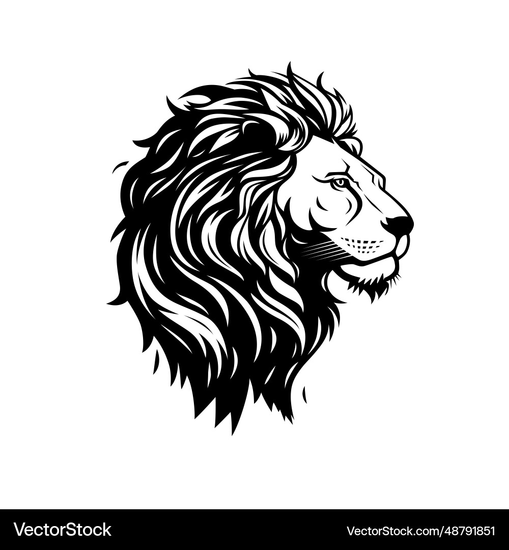 Mighty lion looks to the side Royalty Free Vector Image