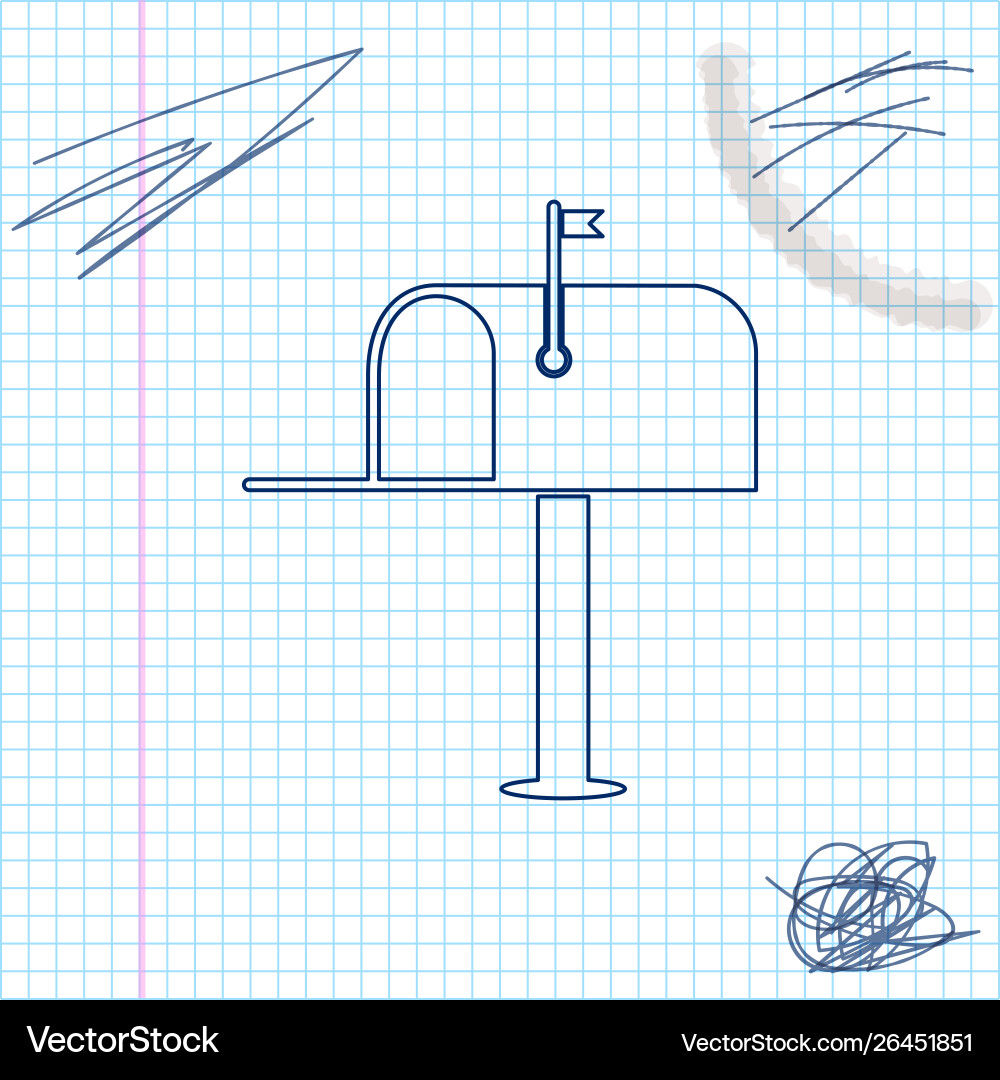 Open mail box line sketch icon isolated on white Vector Image