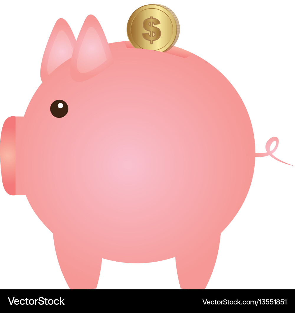 Pink pig that save coin icon Royalty Free Vector Image