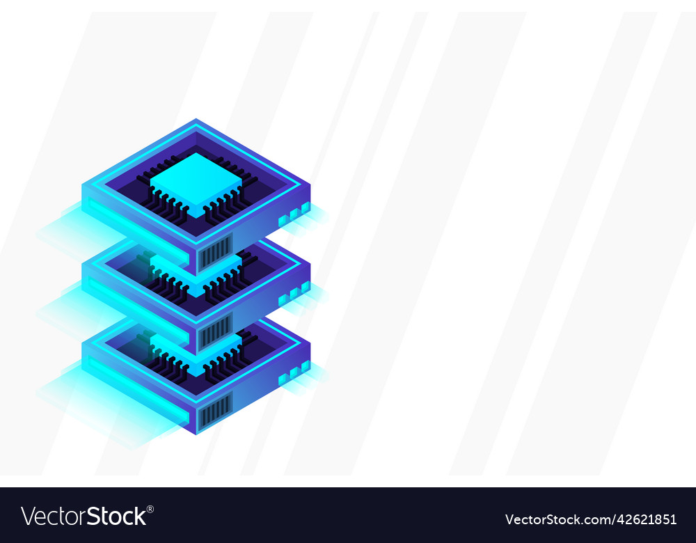 Quantum computer large data processing server Vector Image