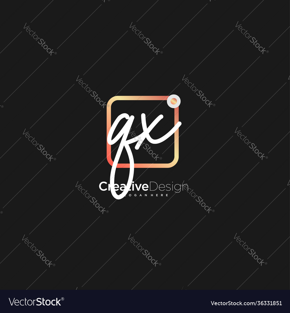 Qx initial letter handwriting logo art hand drawn Vector Image