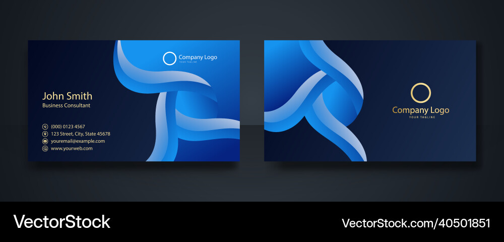 Smart modern business card dark blue background Vector Image