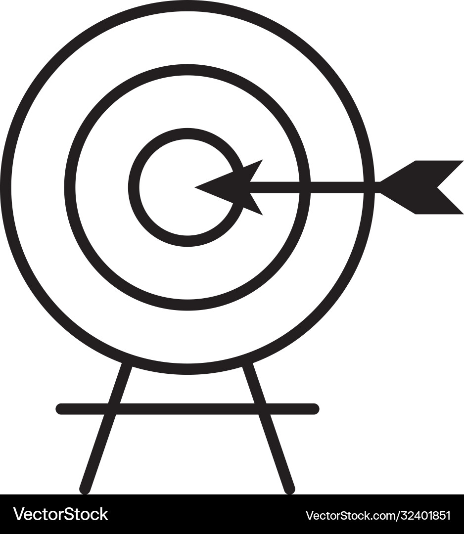 Stand with target and arrow icon line style Vector Image