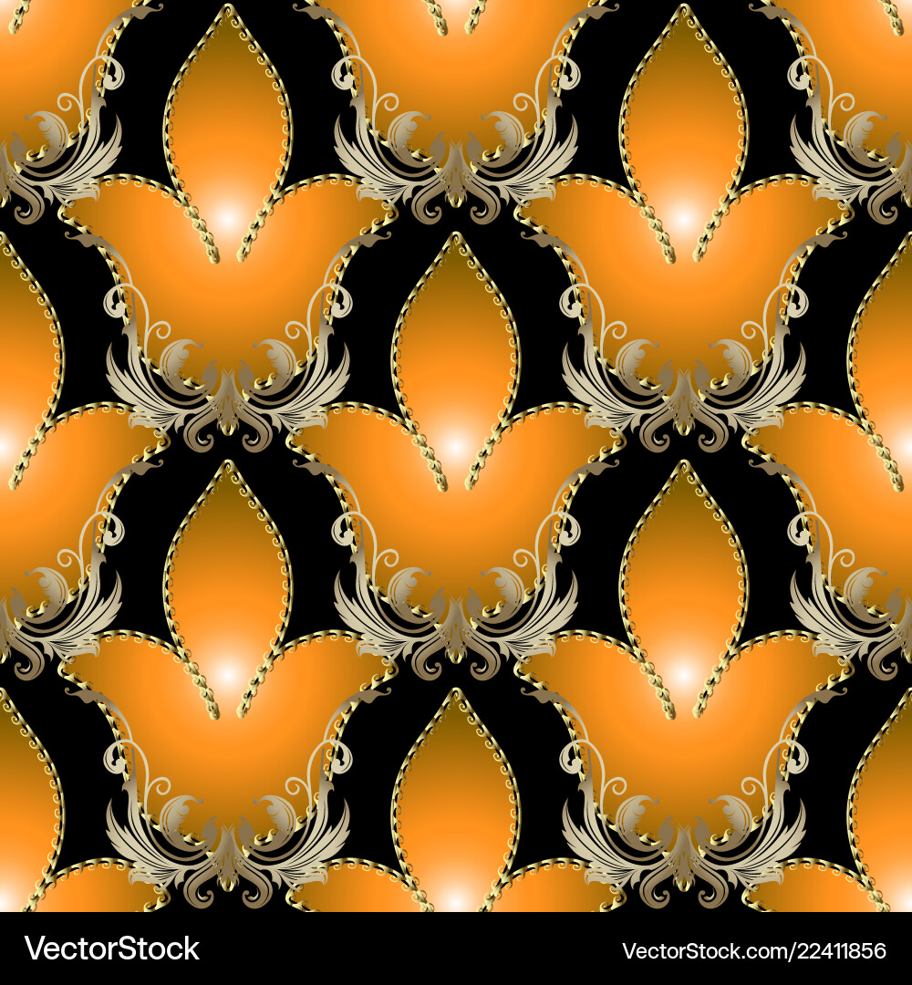 Baroque 3d seamless pattern ornamental floral Vector Image