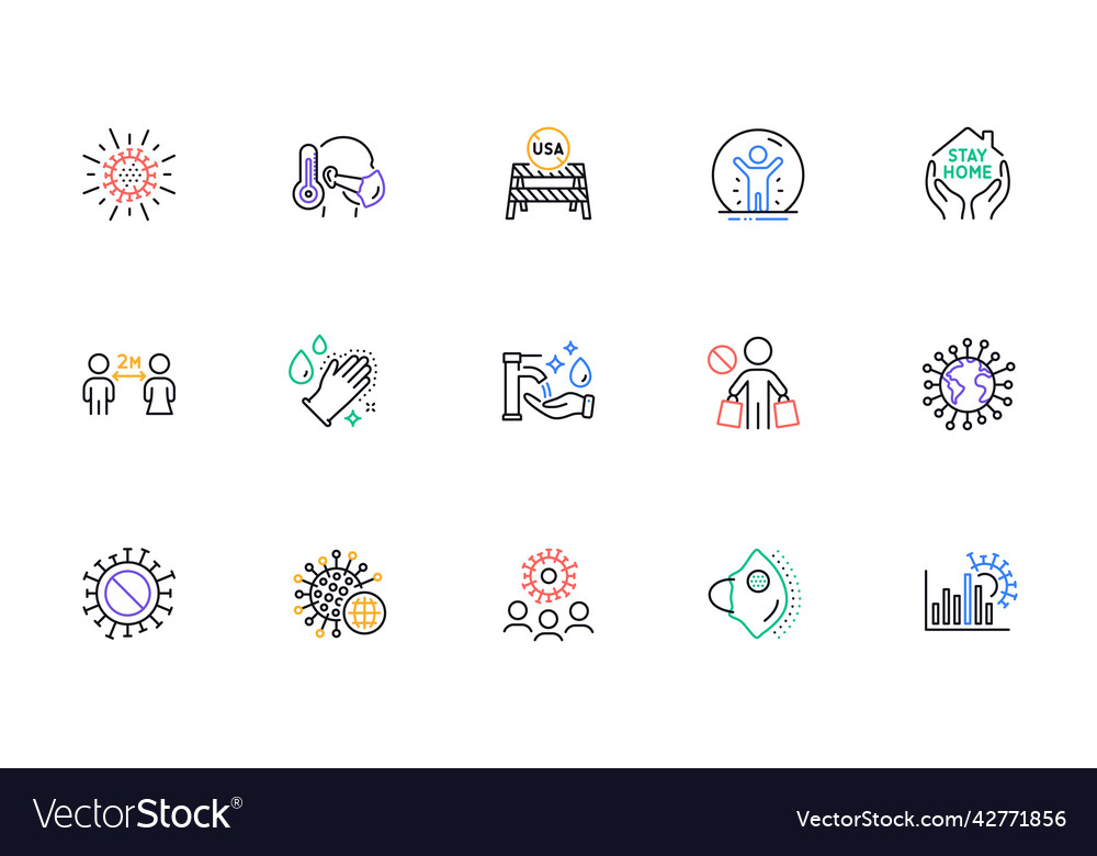 Coronavirus line icons set covid-19 pandemic Vector Image
