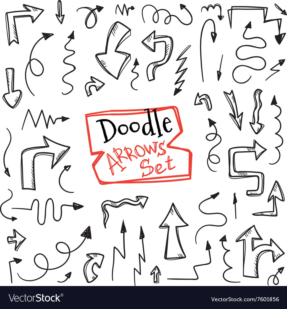 Doodle style arrow set Hand drawn Royalty Free Vector Image