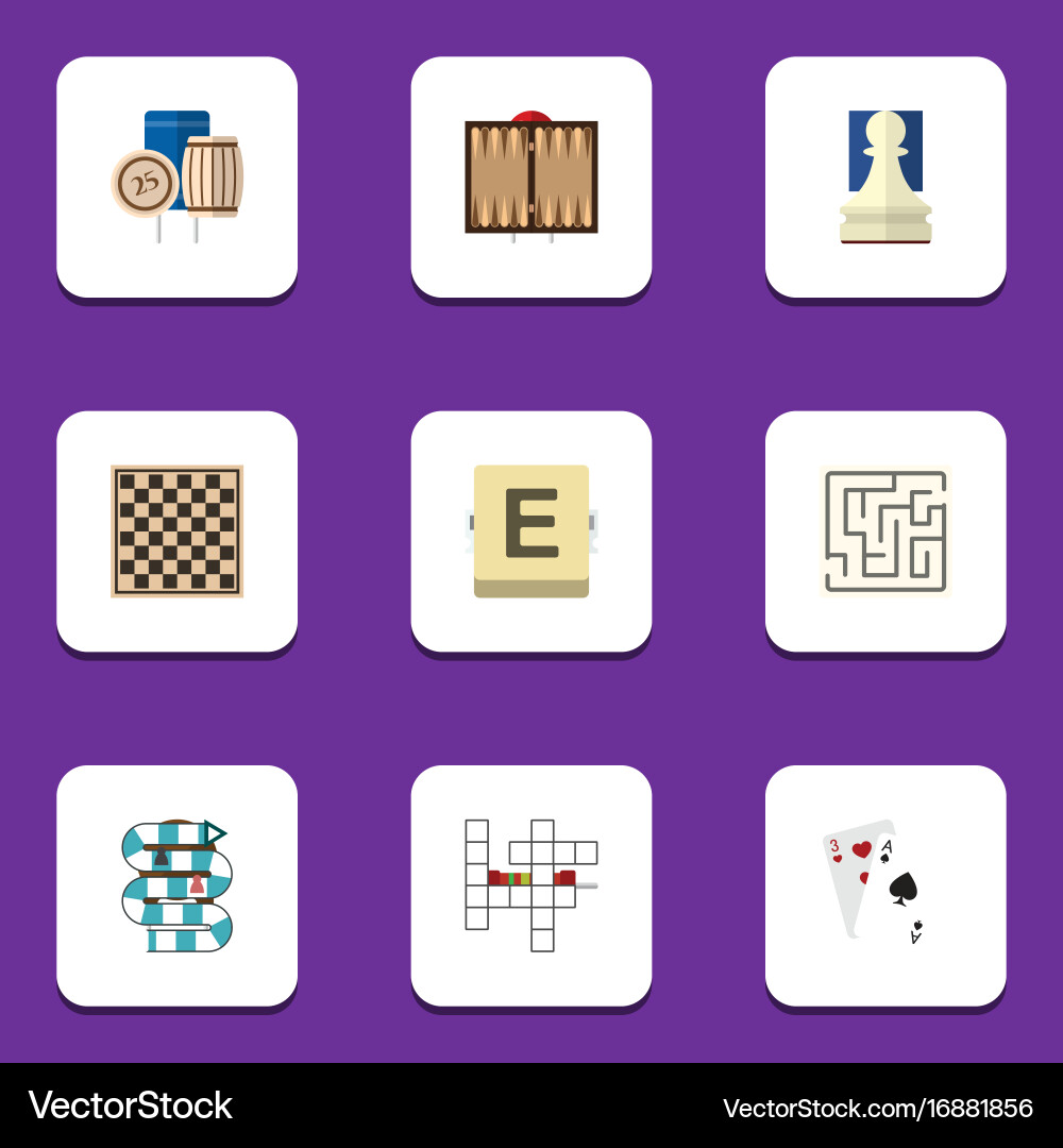 Flat icon play set of labyrinth chess table Vector Image