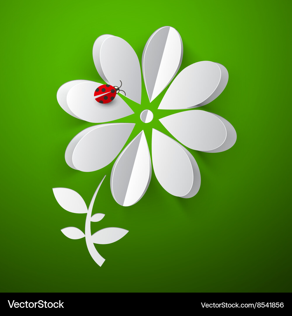 Flower - paper cut abstract with red Royalty Free Vector