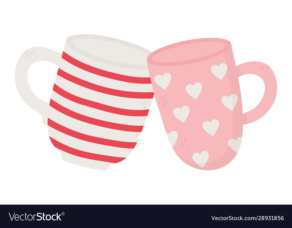 Happy valentines day romantic coffee cups Vector Image