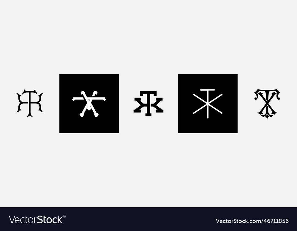 Initial letters xt monogram logo design bundle Vector Image