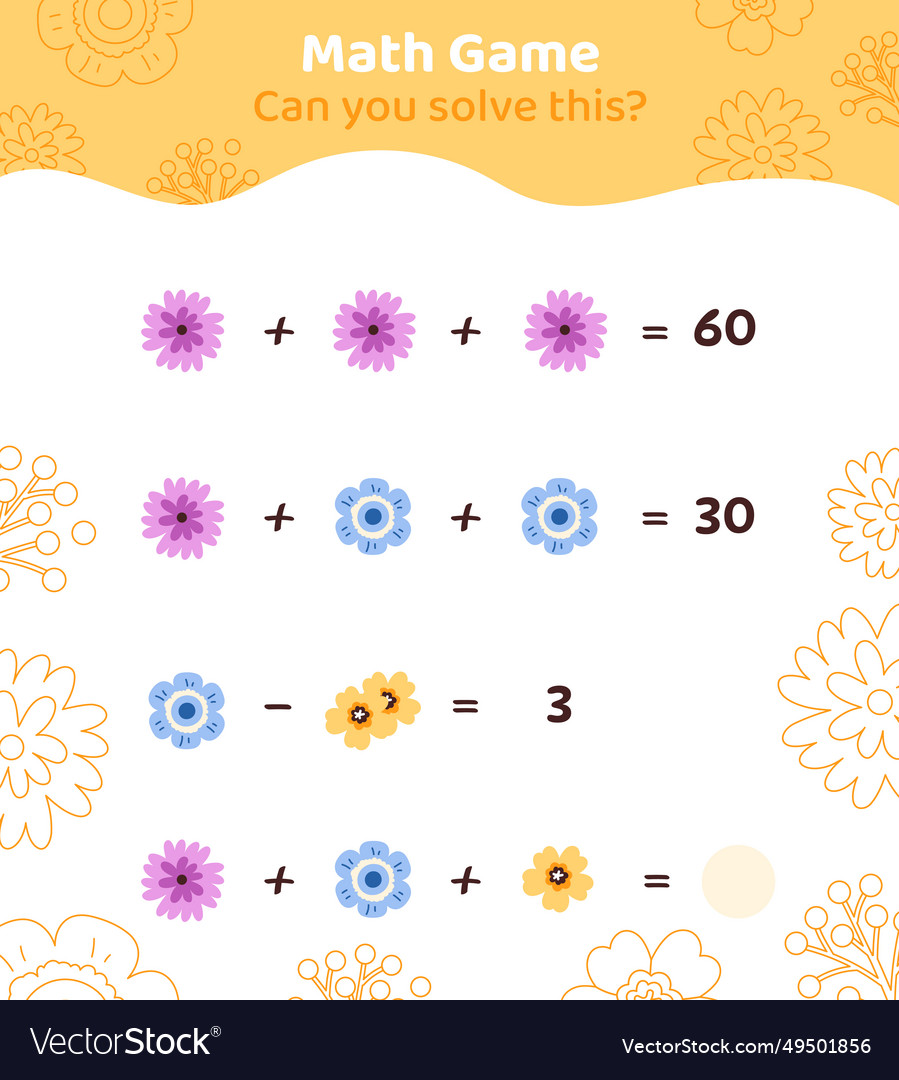 Math game template Royalty Free Vector Image - VectorStock