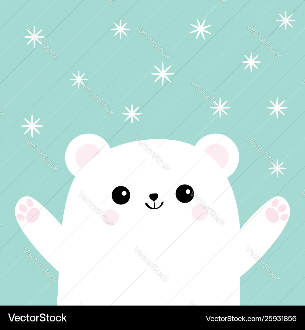 Polar white small little bear cub reaching Vector Image