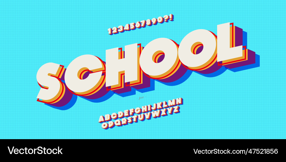 School font 3d bold colorful style modern Vector Image