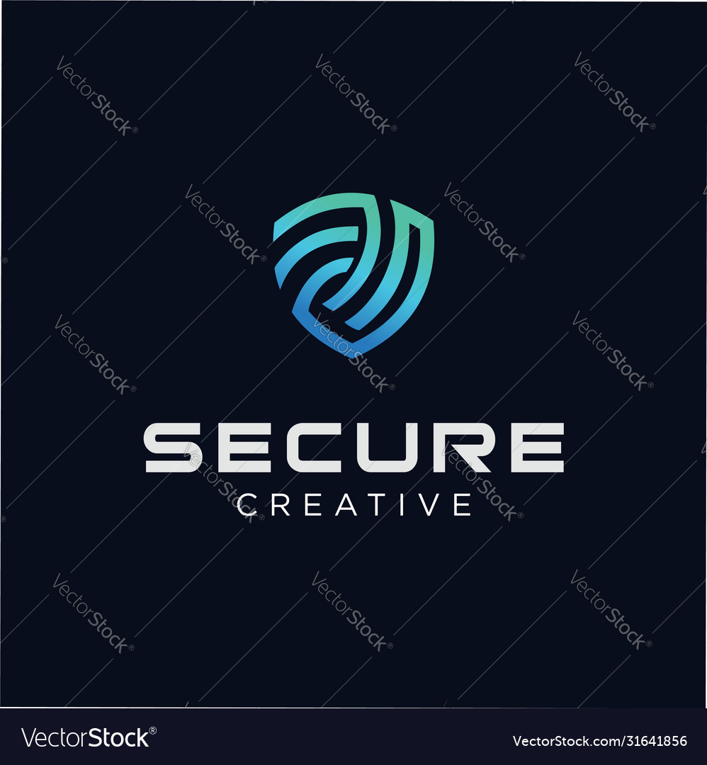 Secure tech logo shield guard security protection Vector Image