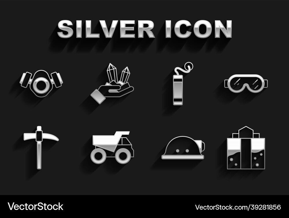 Set mining dump truck safety goggle glasses mine Vector Image