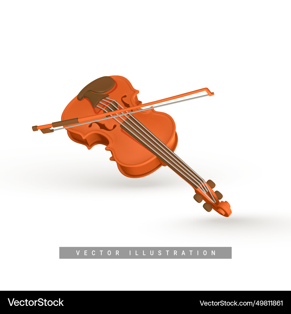 3d realistic violin for music concept design Vector Image
