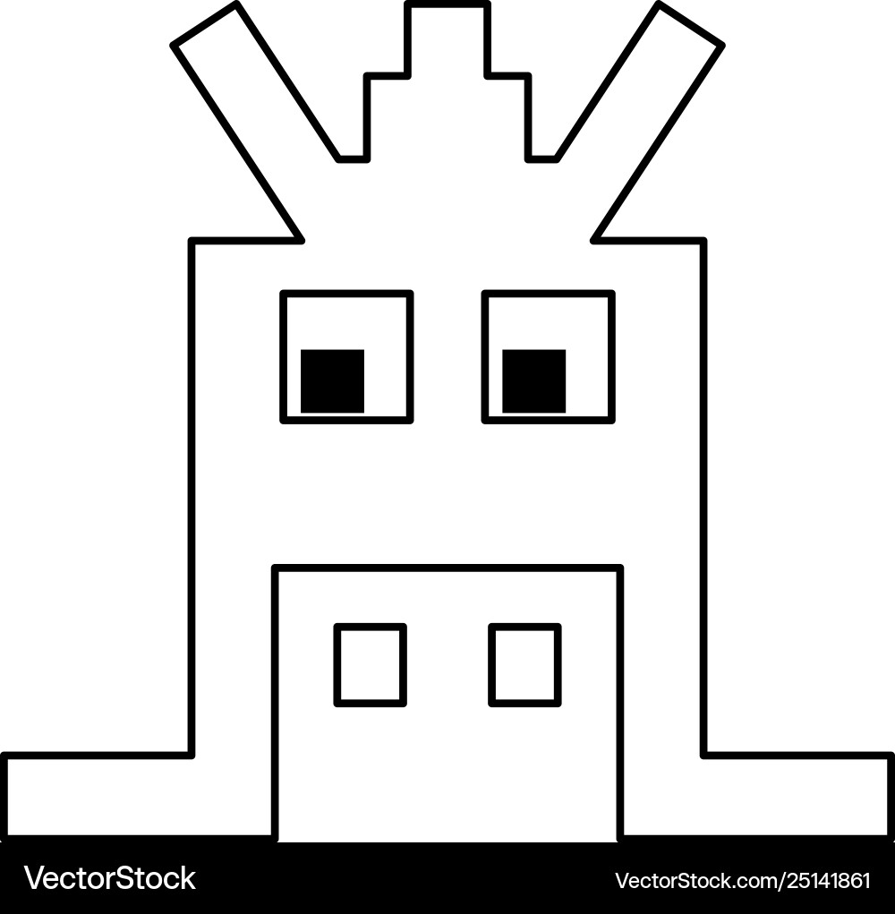 Arcade game character in black and white Vector Image