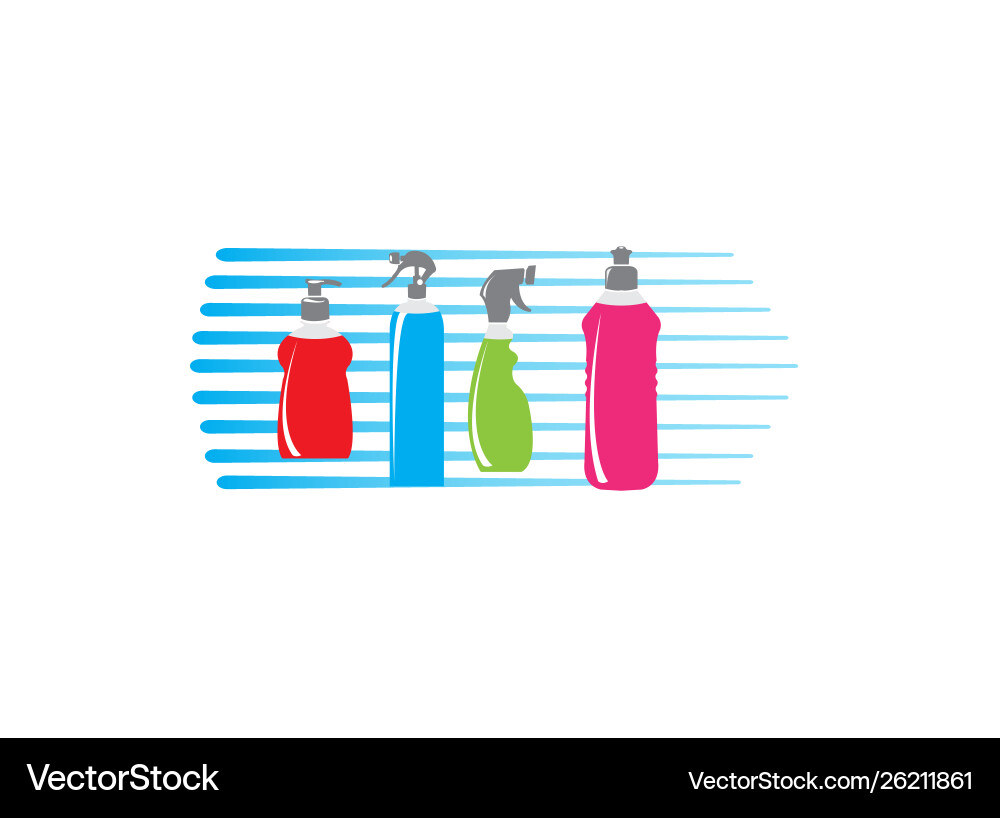 Assortment bottles cleaning products logo Vector Image