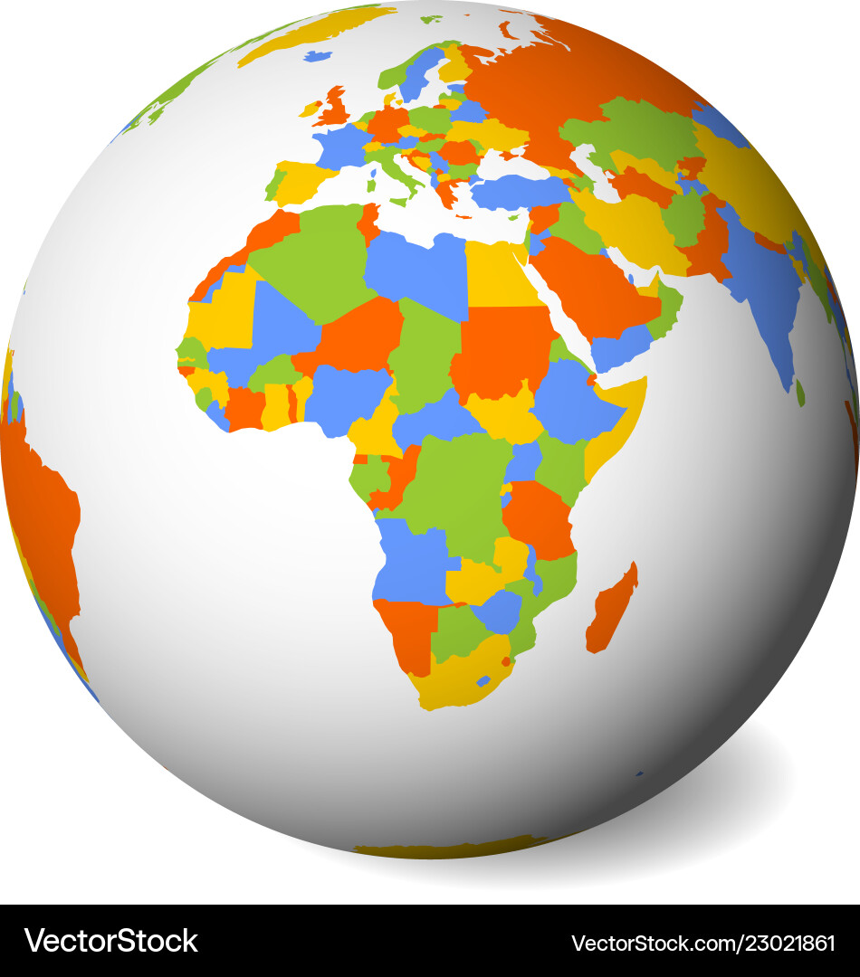 Blank political map africa 3d earth globe Vector Image