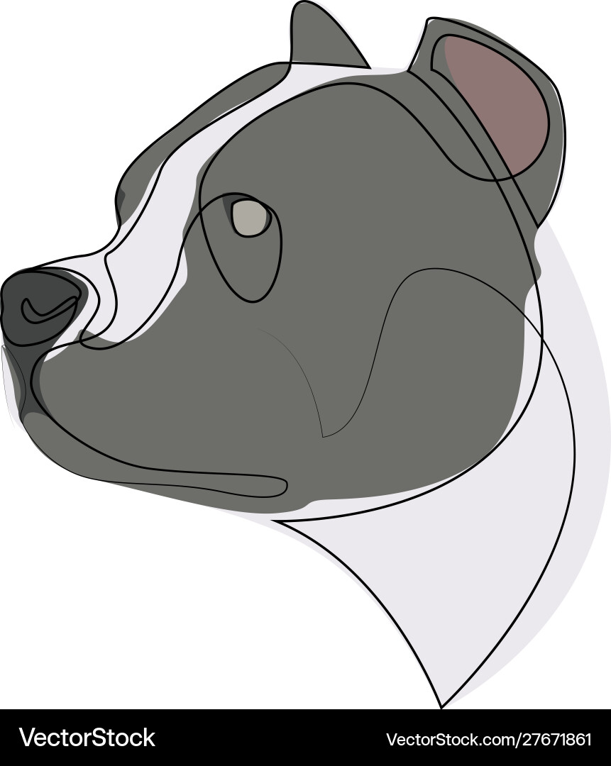 Continuous line pit bull single minimal Royalty Free Vector