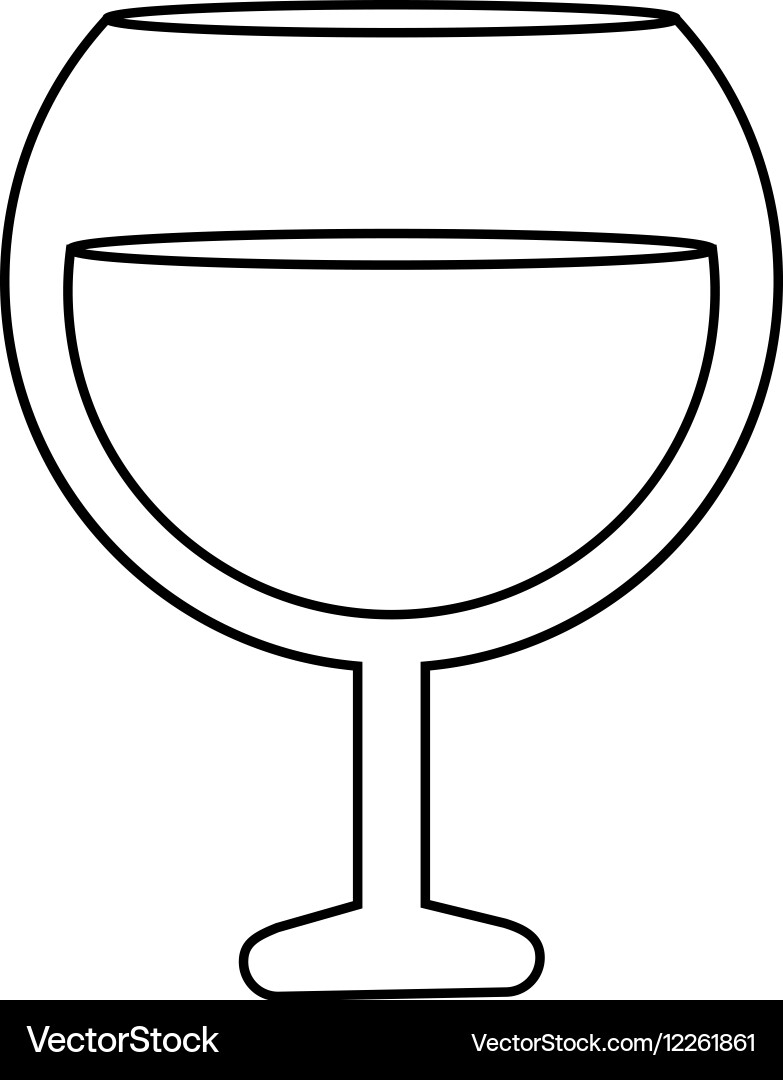 Glass brandy beverage alcohol outline Royalty Free Vector