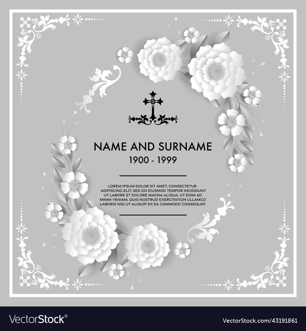 Memorial funeral card templates with flowers Vector Image Memorial funeral card templates with flowers Vector Image