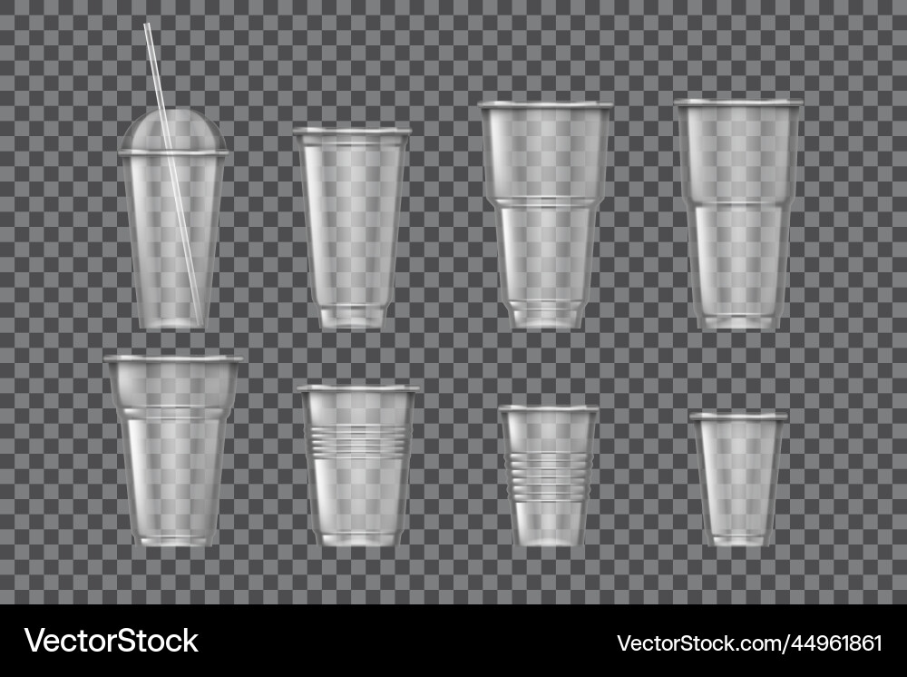Realistic plastic glass transparent juice mug Vector Image