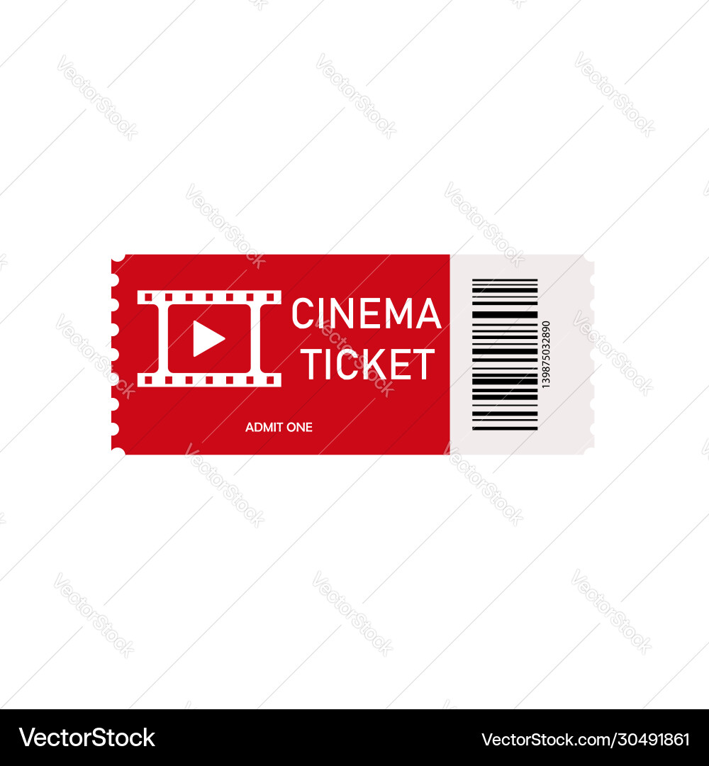 Red cinema ticket isolated on white background Vector Image