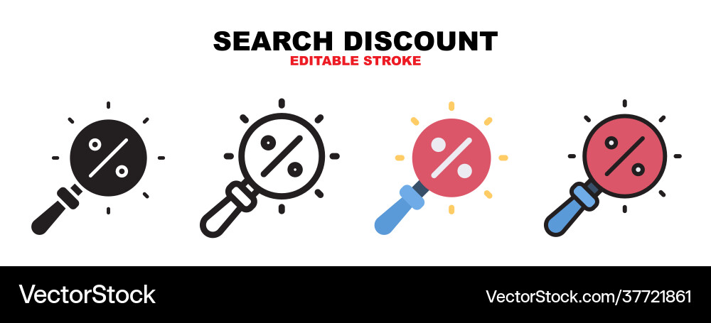 Search discount icon set with different styles Vector Image
