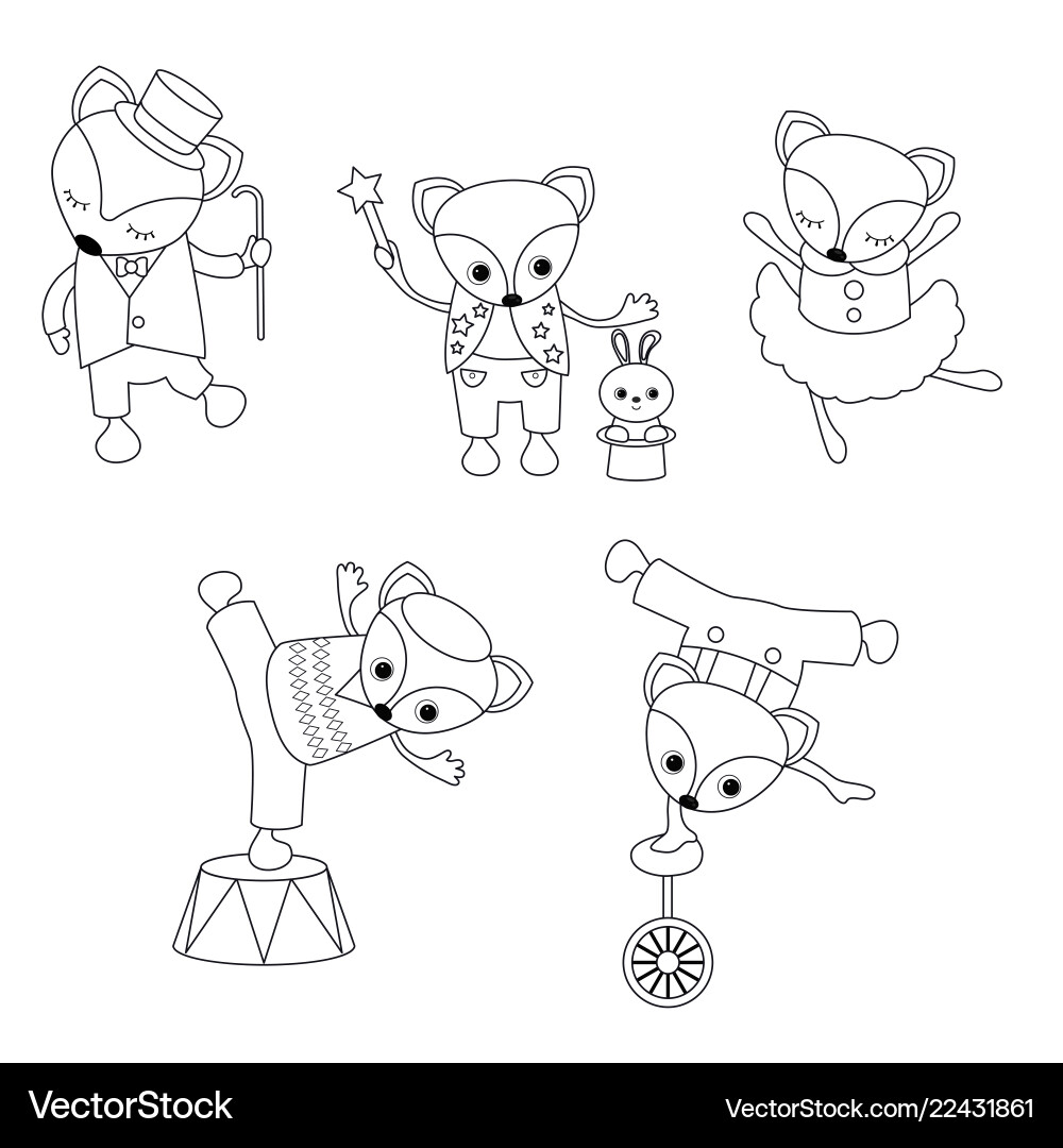 Set of circus animals Royalty Free Vector Image