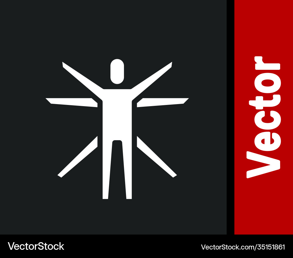 White vitruvian man leonardo da vinci icon Vector Image
