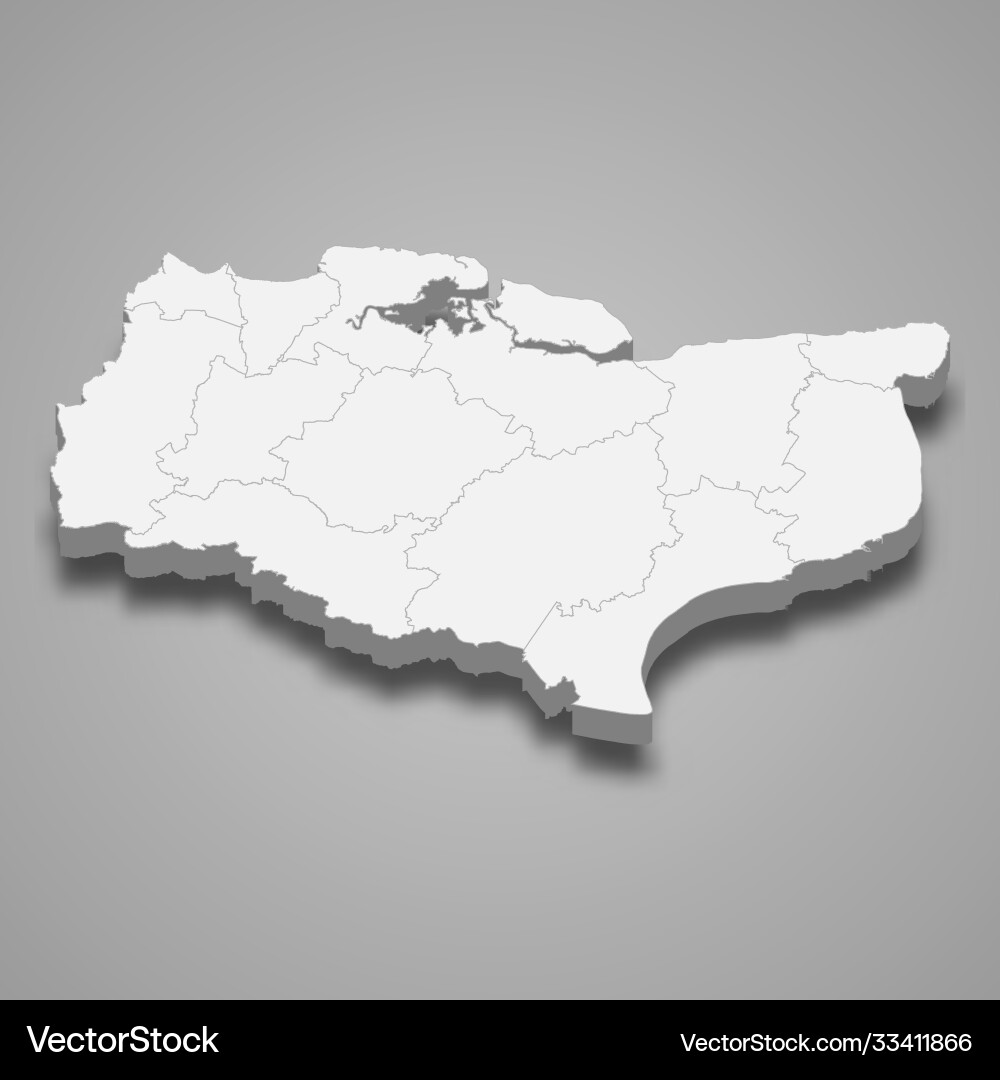 3d map kent is a ceremonial county england Vector Image