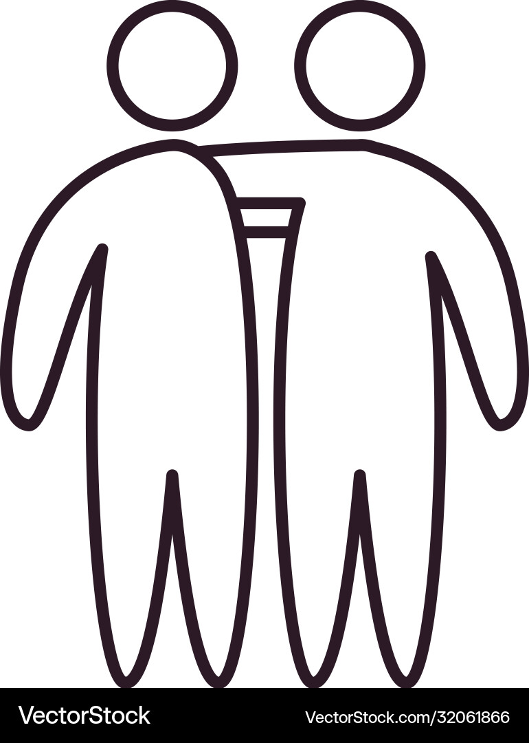 Avatars persons friends hugging line style icon Vector Image