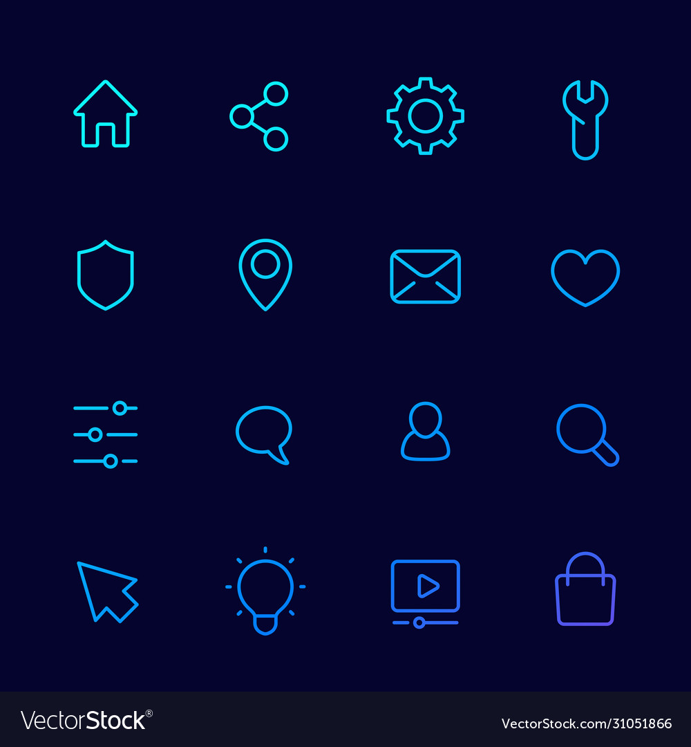 Basic icons for web linear set Royalty Free Vector Image